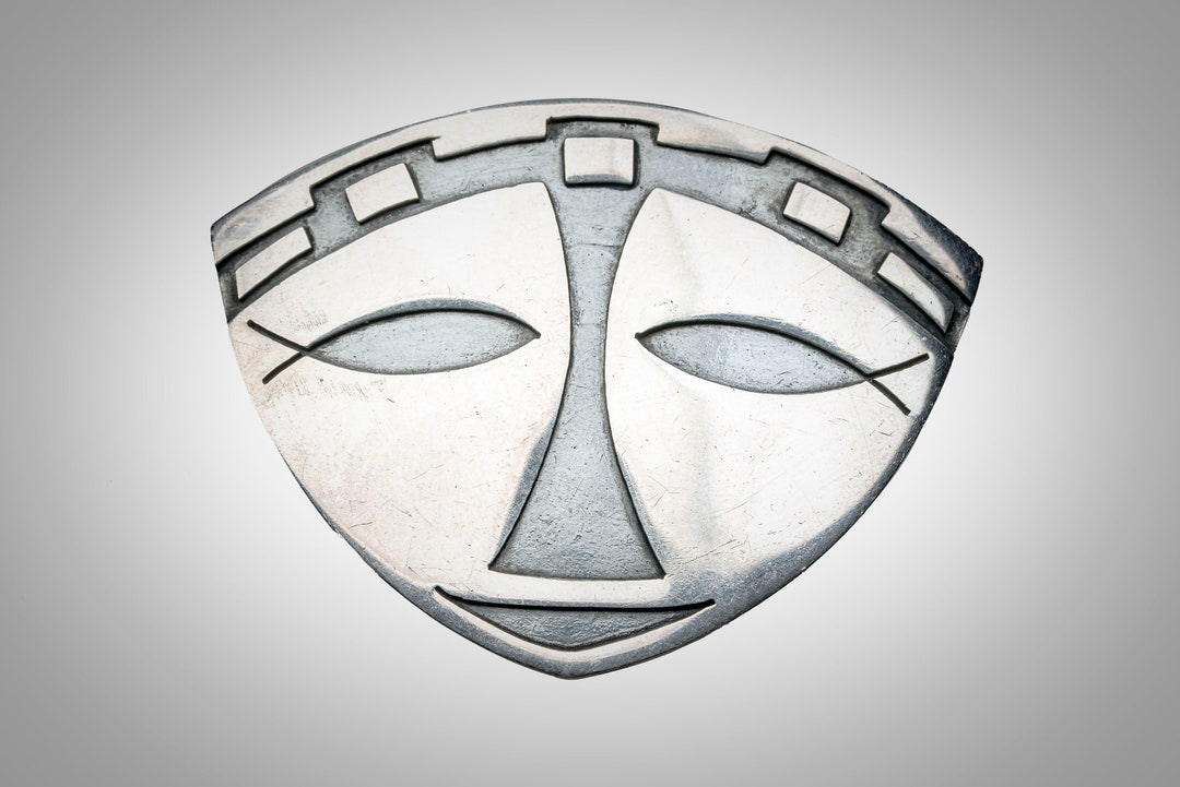 Pedro Castillo Taxco Sterling Mask Pin/pendant - Etsy