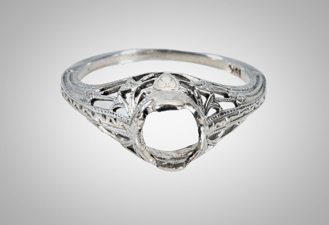 Antique 18k White Art Deco Filigree Ring Setting - Etsy