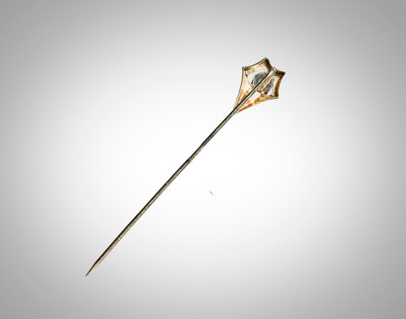 Art Deco 14k cat eye chrysoberyl sphere stick pin - Gem