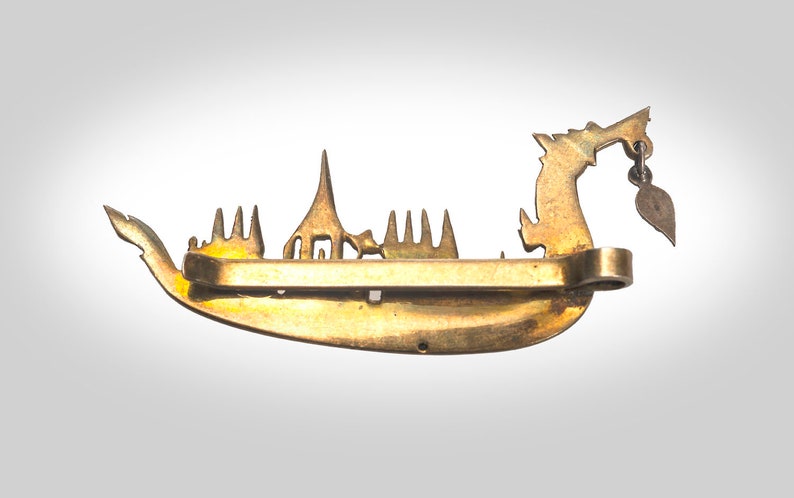 Siam Enameled Gilt Silver Dragon Boat Tie Clip - Etsy