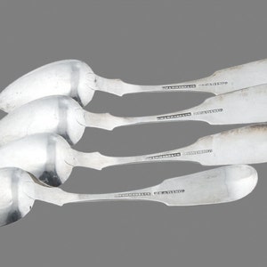 4 Coin Silver Teaspoons Made by L Mannerback, Reading PA THL - Etsy