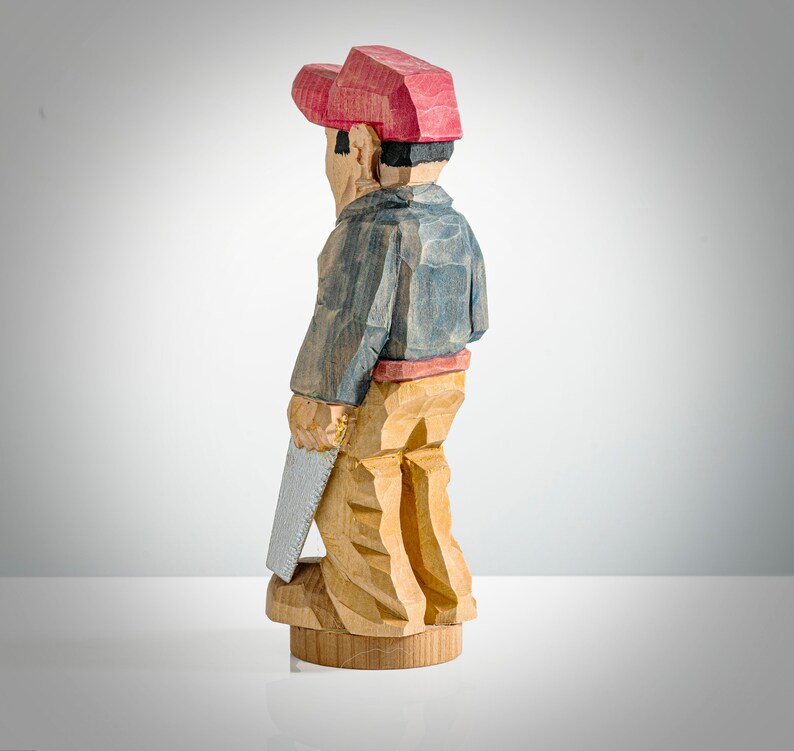 Folk Art Carved Wood Standing Man Figure W/saw - Etsy
