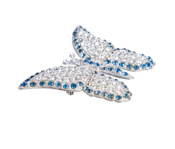 Large rhinestone pave butterfly brooch - Gem