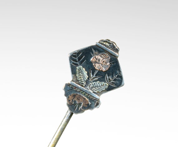 mixed metal aesthetic style Victorian stick pin - Gem