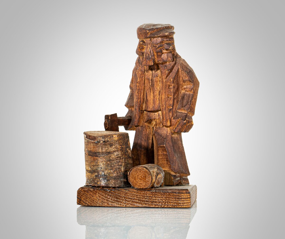 Folk Art Carved Wood Cutter Man Figure Scandinavian Flat Plane - Etsy
