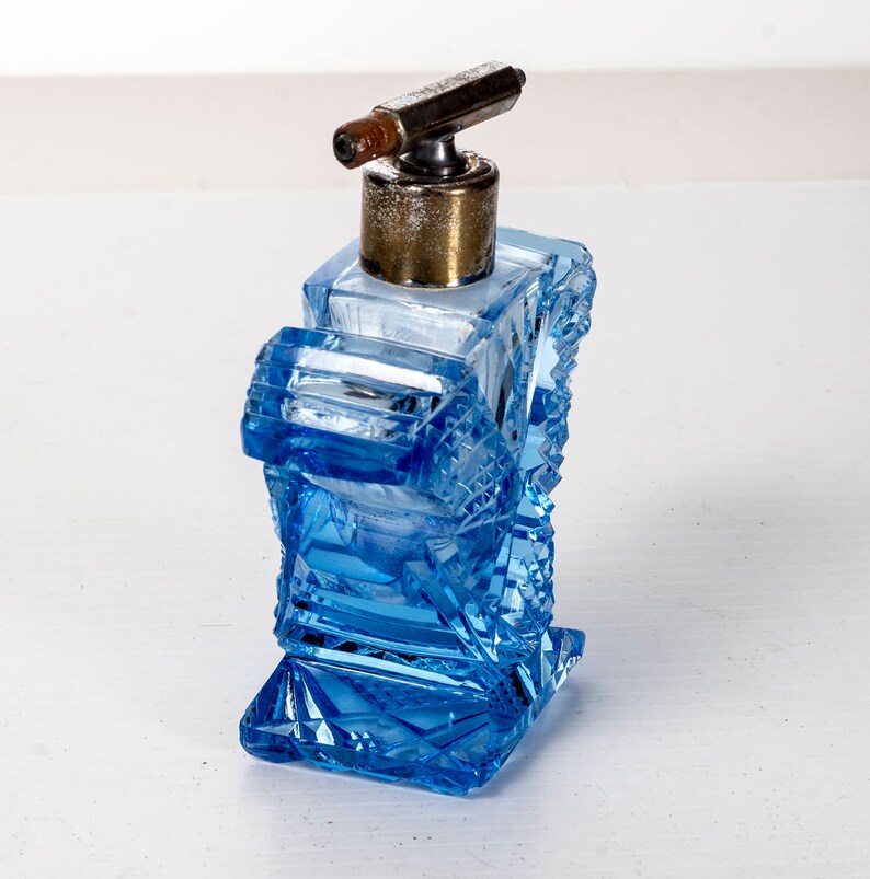 Czechoslovakian Powder Blue Cut Glass Perfume Atomizer - Etsy