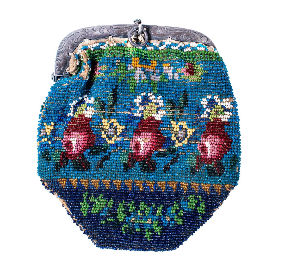 Circa 1850 Coin Silver Beaded Change Purse - Etsy