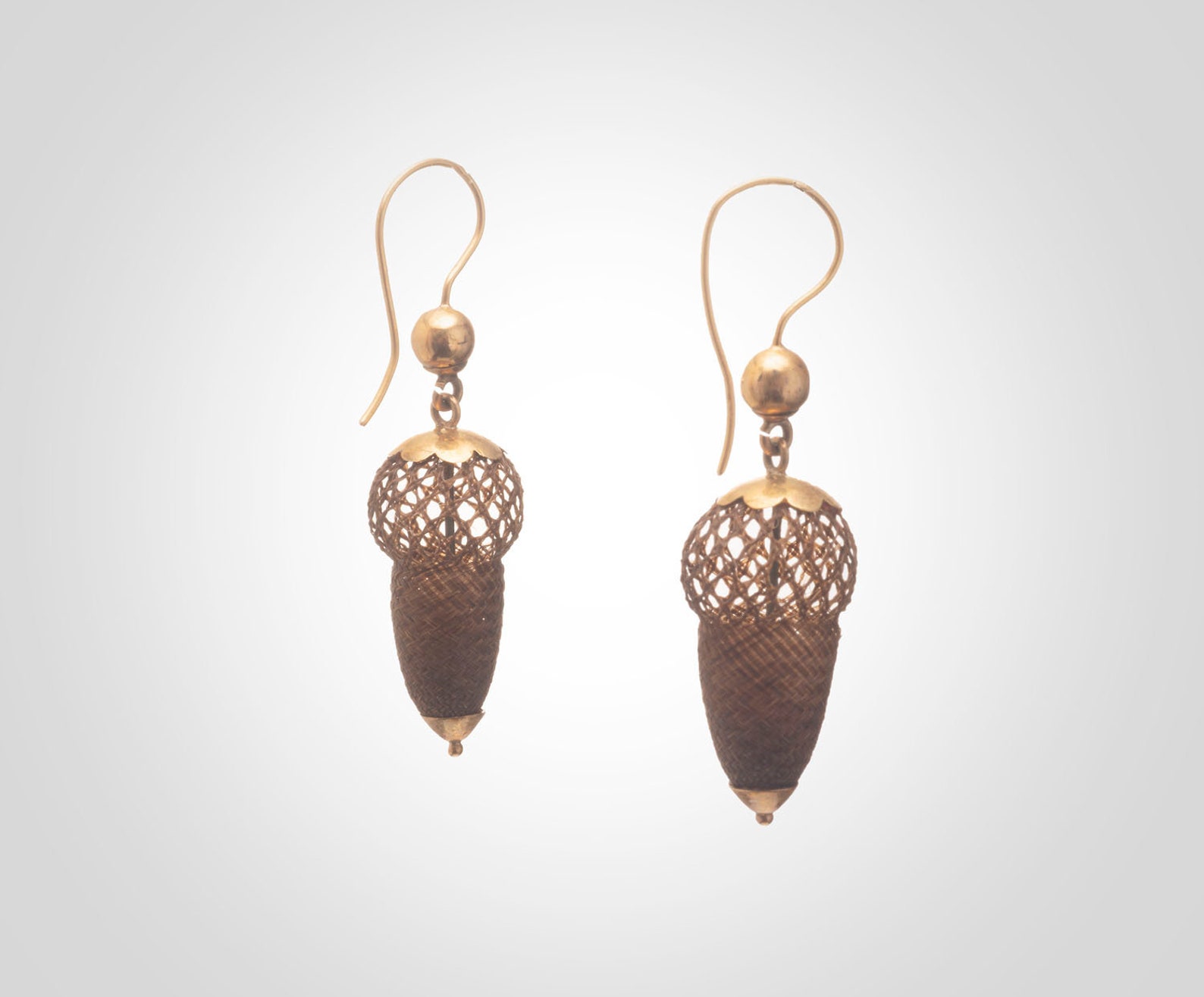 Acorn Shaped 14k and Braided Hair Victorian Earrings | Etsy