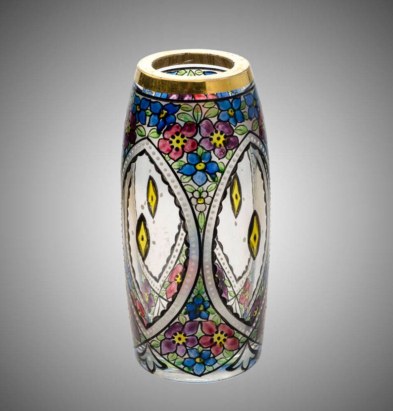 Hermann Pautsch Haida Glass Bohemian Enameled Glass Vase - Etsy