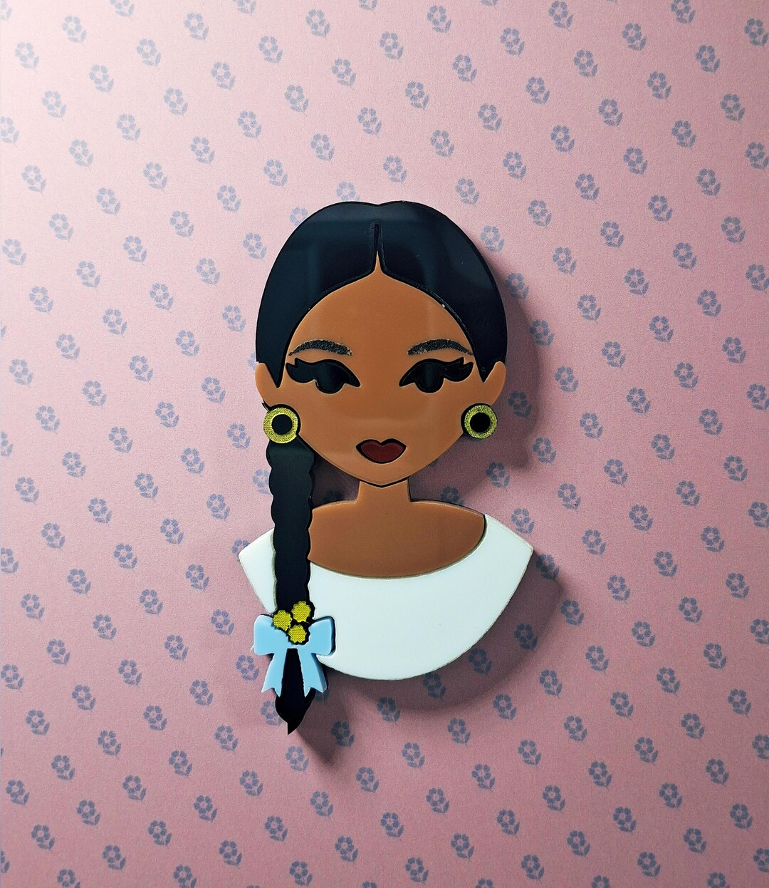 Pueblo Primrose Girl Brooch Bag Charm Keychain Magnet | Josefina ...