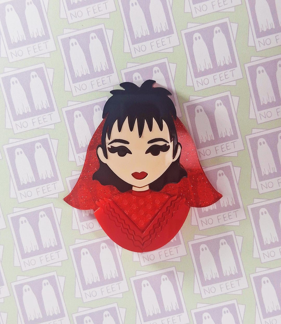 Shake Senora Goth Girl Brooch Bag Charm Keychain Magnet | Beetlejuice ...