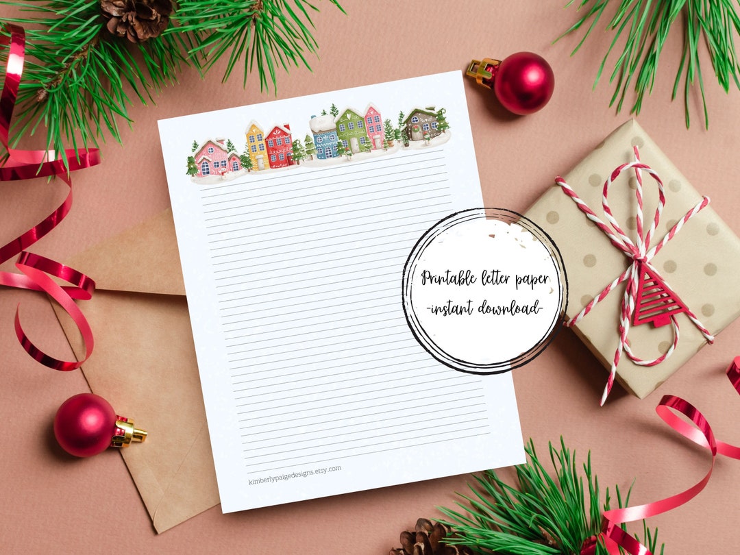 Winter Christmas Stationery, Christmas Writing Paper, Printable ...