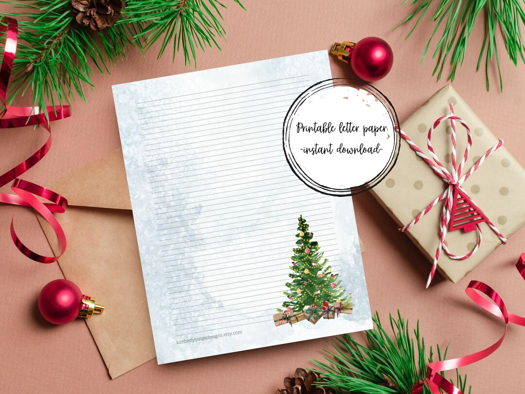 Winter Christmas Stationery, Christmas Writing Paper, Printable ...