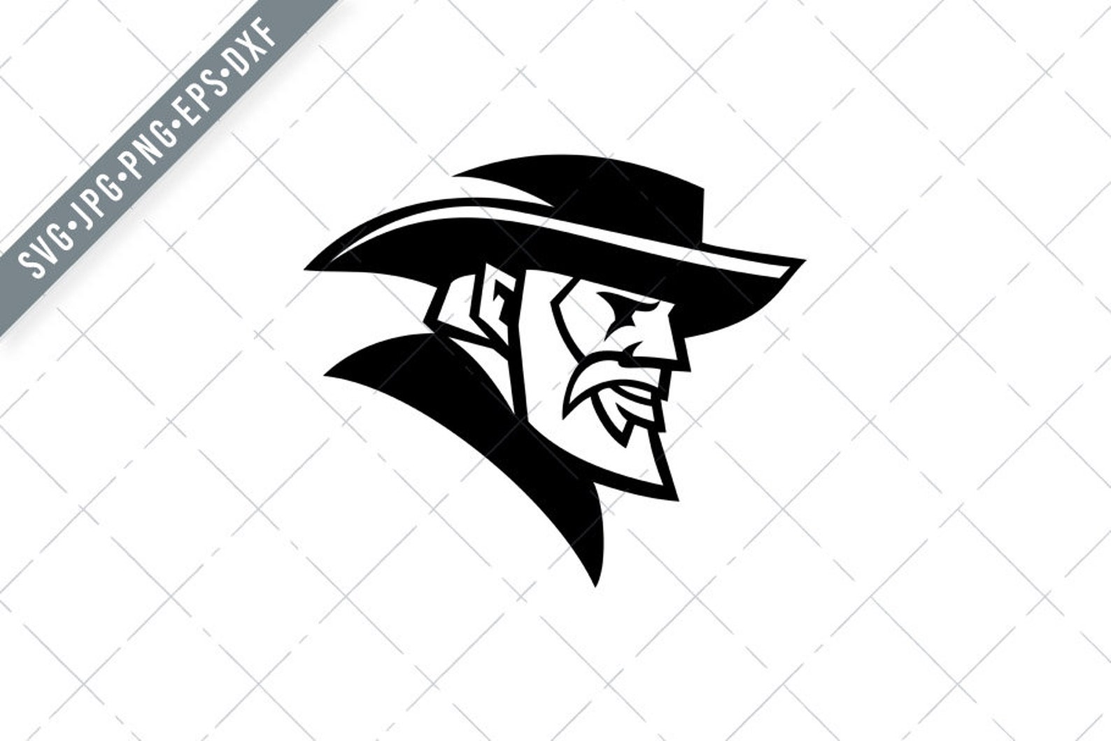 General Robert Lee Head Mascot Black and White Svg-robert Lee Svg-cut ...