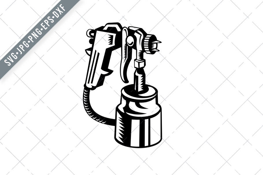 Heavy Duty Multi-purpose Air Paint Spray Gun Retro Black and White Svg ...