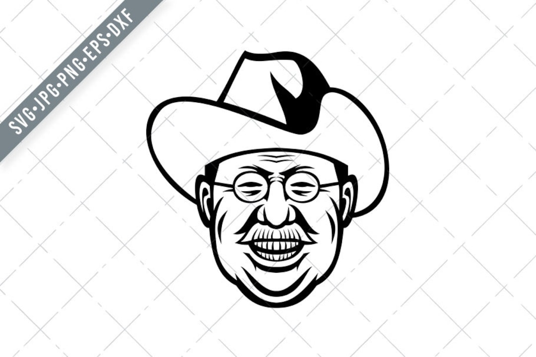 American President Theodore Roosevelt Rough Riders Head Mascot Black ...