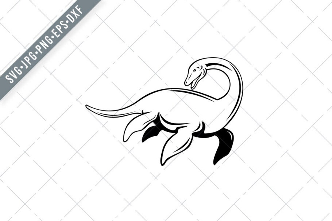 Loch Ness Monster Niseag or Nessie Swimming Side Retro Black | Etsy