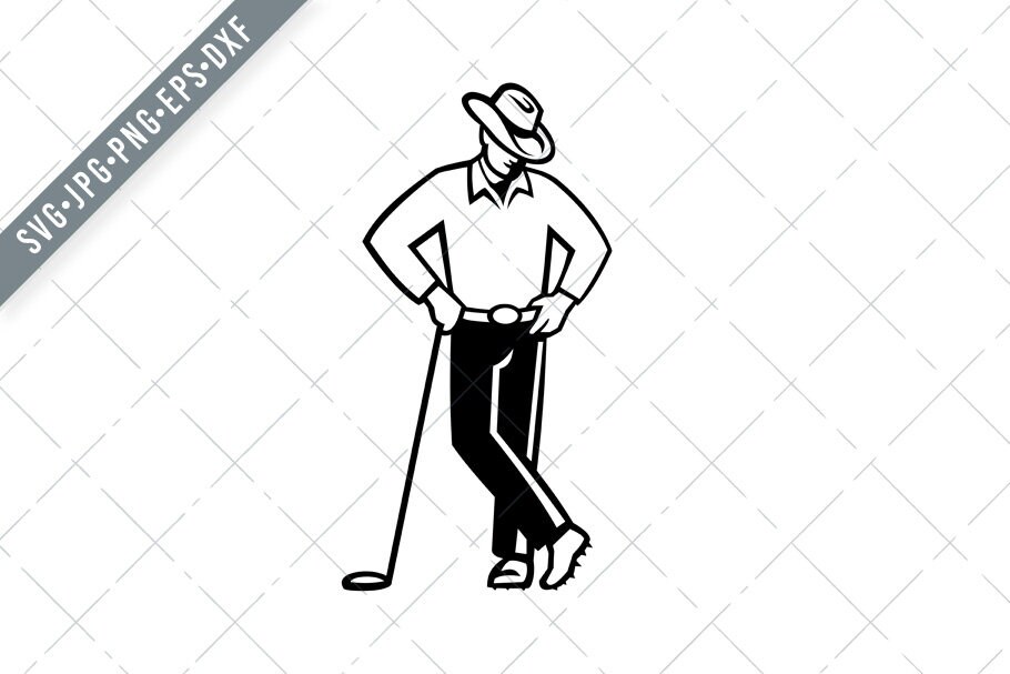 Cowboy Golfer Leaning Golf Club, Golf SVG, Golfer Cut File-cowboy ...