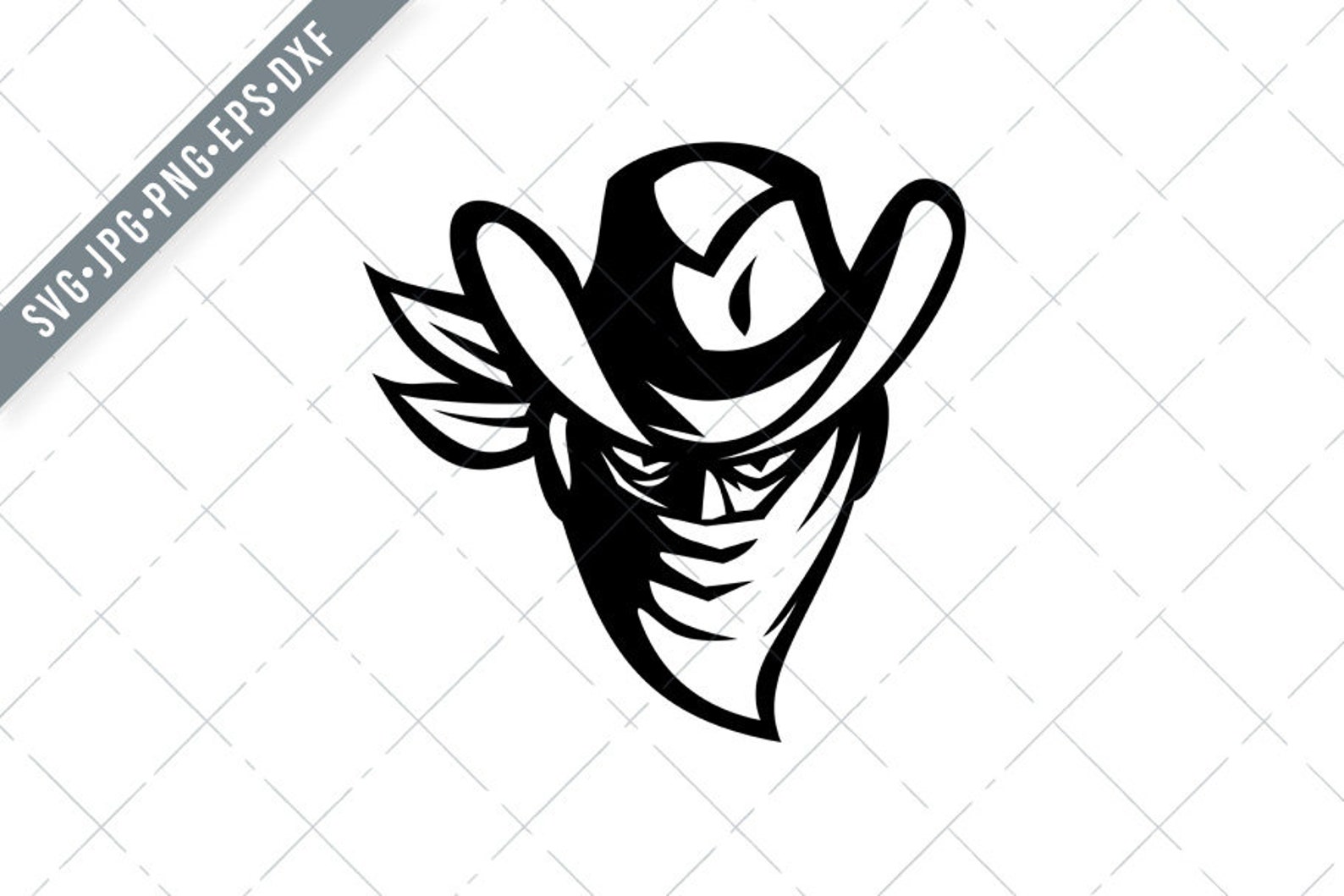 Outlaw Bandit Cowboy Wearing Face Mask Black and White Retro - Etsy