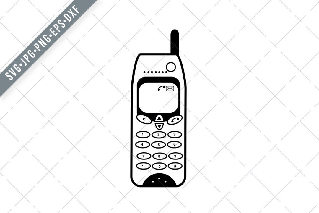 Old Classic Vintage Cellphone or Mobile Phone Front View Retro Black ...