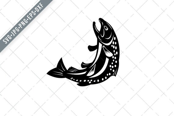 Paper, Party & Kids Scrapbooking Speckled Trout Fish Jumping Woodcut ...