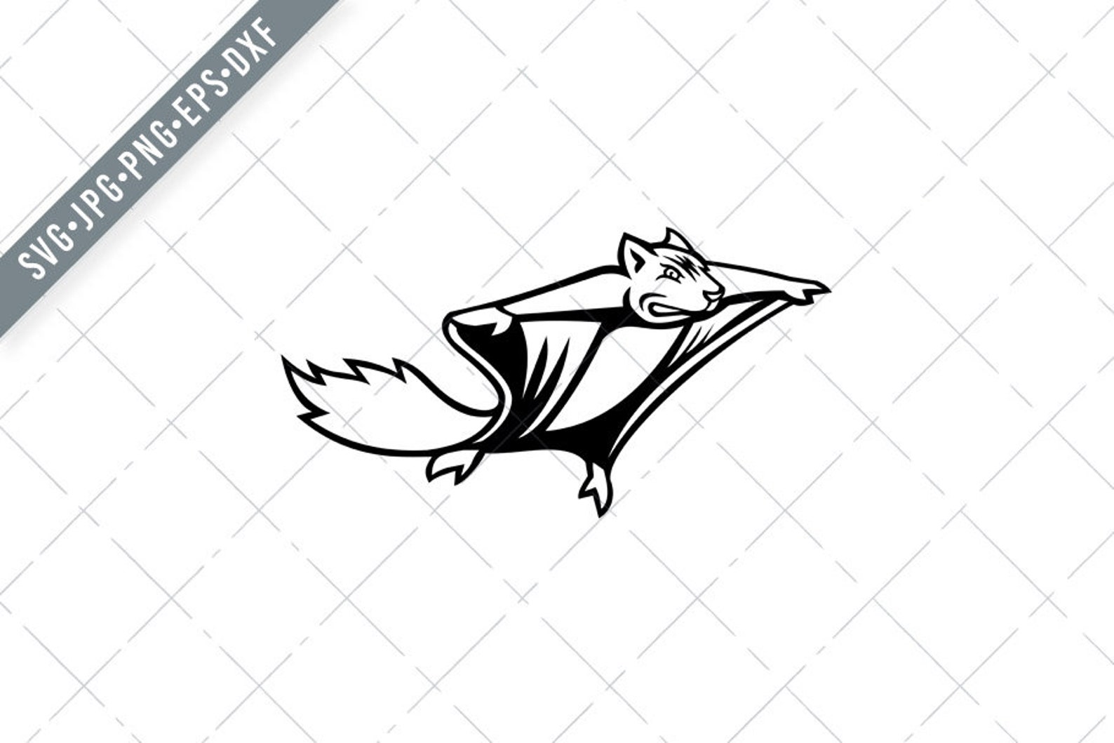 Northern Flying Squirrel Mascot Black and White Svg-black Flying ...