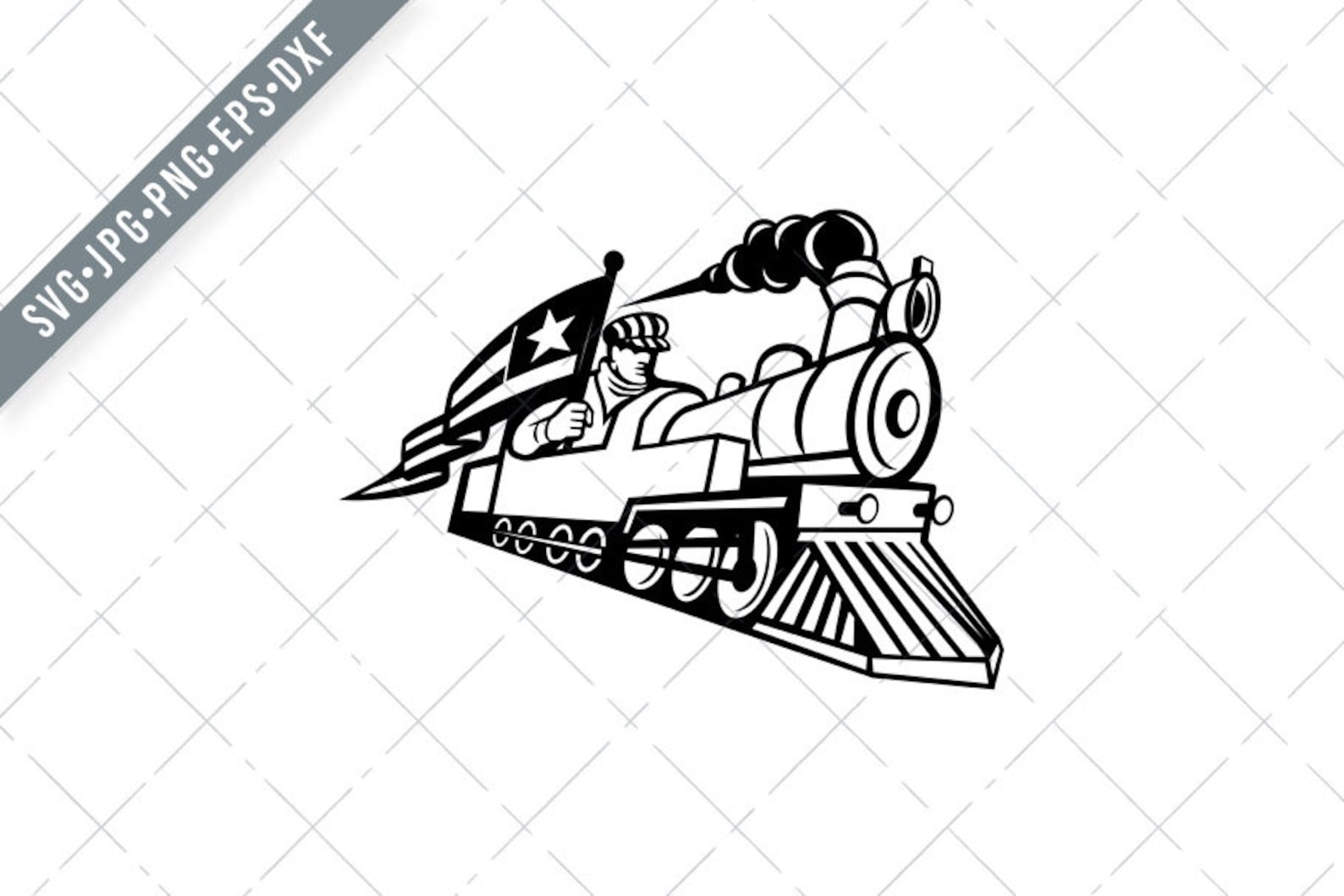 American Train Engineer Driving Steam Locomotive Mascot Black Svg-train ...