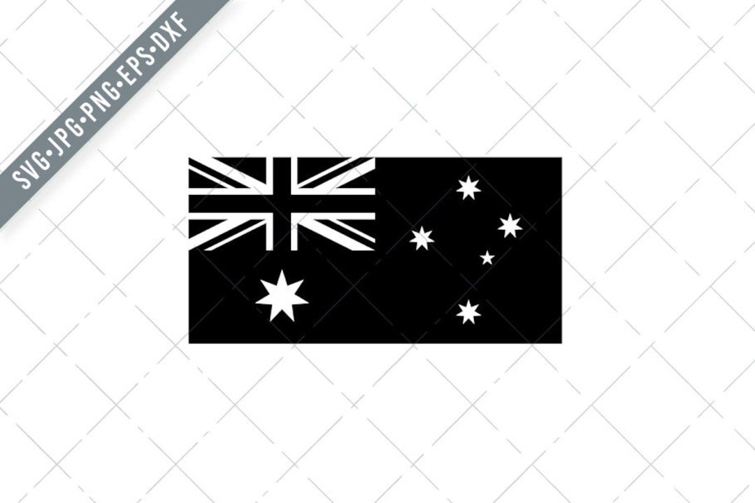National Flag of the Country or Nation of Australia Black and White Svg ...