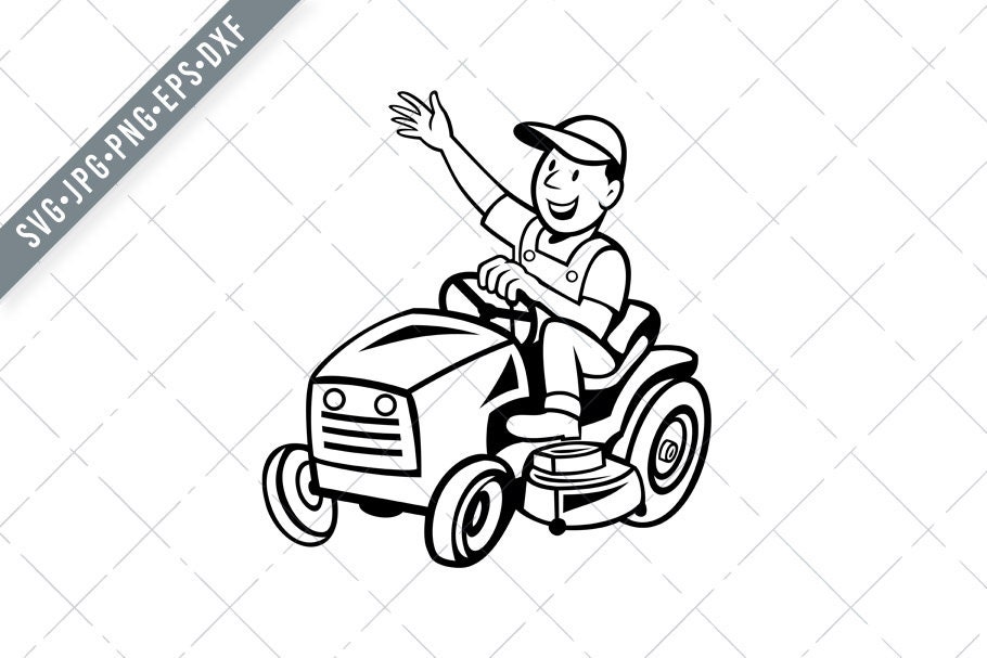 Riding Lawn Mower Cartoon