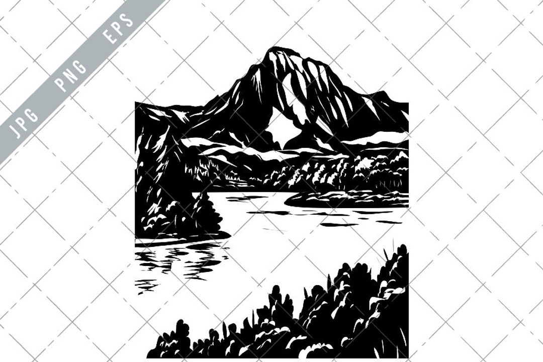 Grand Teton National Park in Jackson Hole WPA Monochrome Art Poster ...