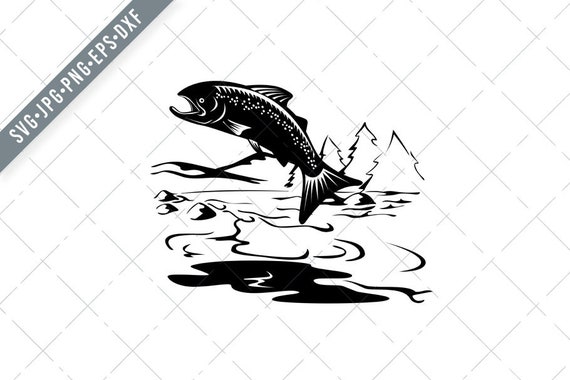 Paper, Party & Kids Scrapbooking Speckled Trout Fish Jumping Woodcut ...