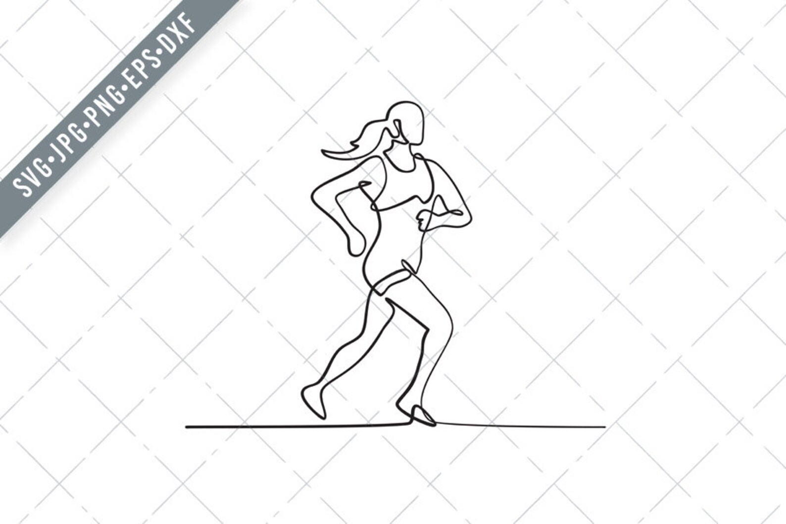 Female Marathon Runner Running Side View Continuous Line - Etsy