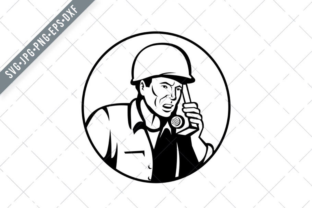 World War Two American Soldier Talking Walkie-talkie Radio ...