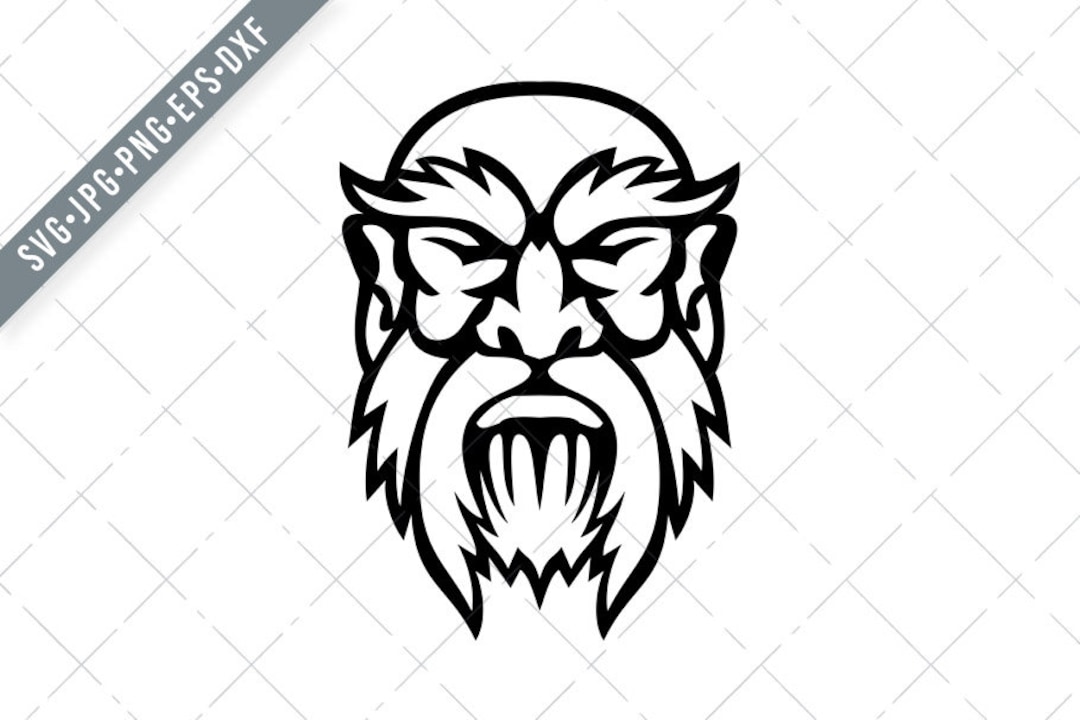 Head of Cronus Greek God Front View Mascot Black and White Svg-svg-cut ...