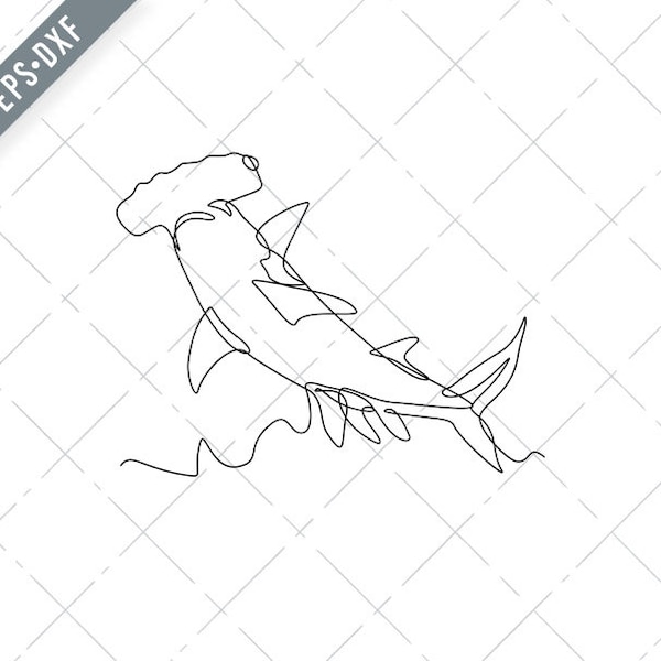 Scalloped Hammerhead Drawing - Etsy