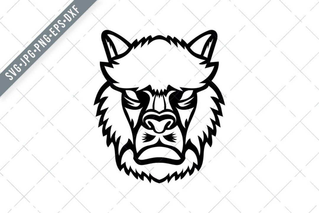Angry Alpaca or Llama Head Mascot Black and White Svg-llama Svg-cut ...