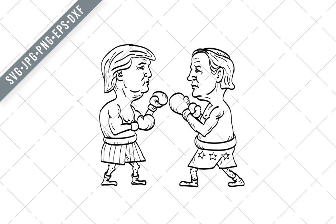 Donald Trump and Joe Biden Boxing for Election 2020 Black and White - Etsy