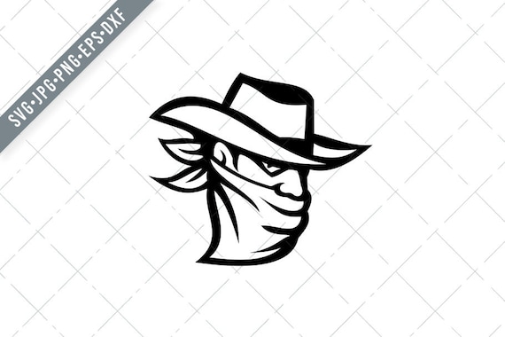 Paper Bandit Wearing Face Mask With Outlaw Text Retro Black and White ...