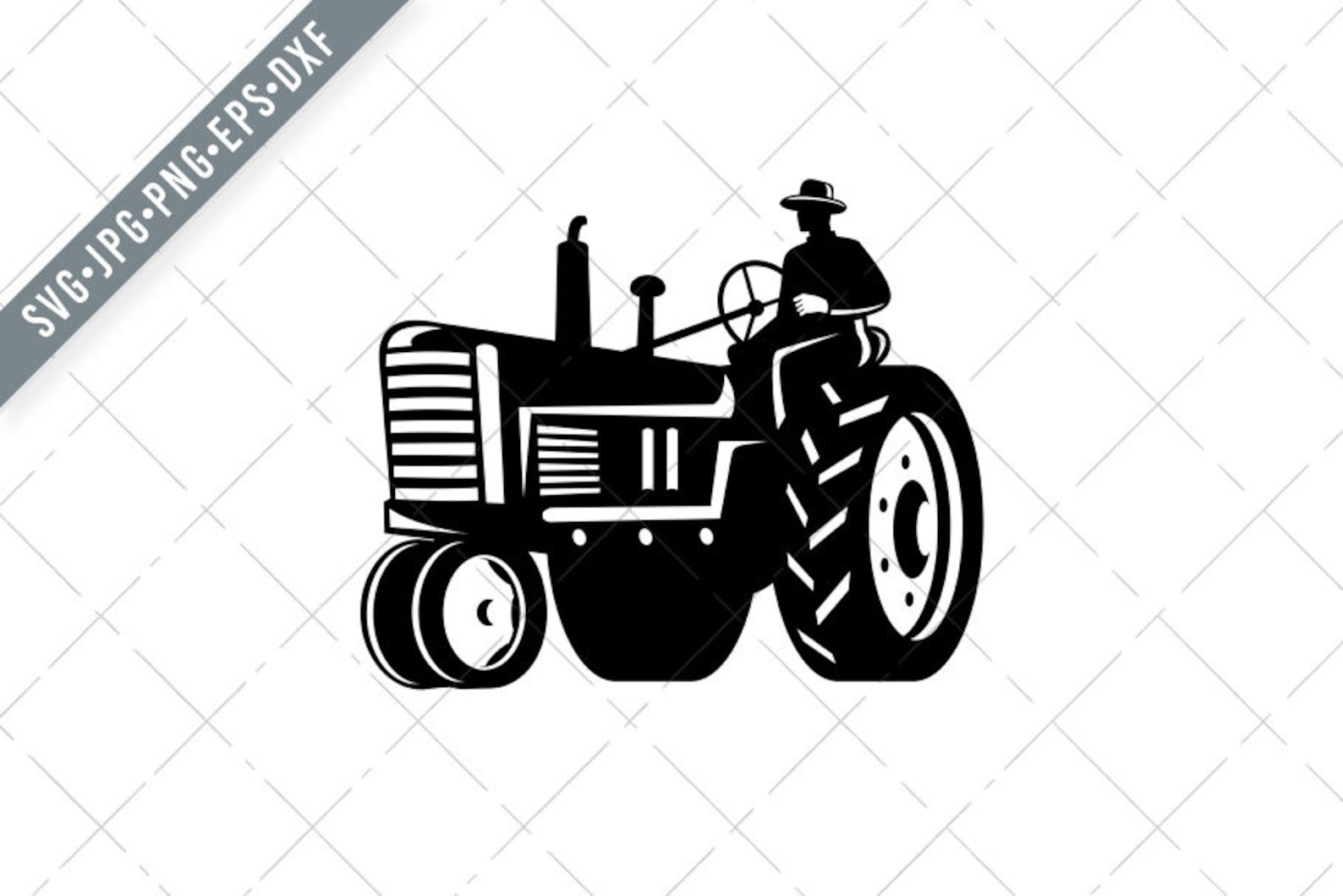 Organic Farmer Driving Vintage Tractor Retro Silhouette Svg-organic ...