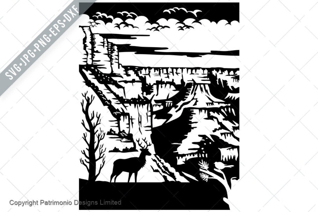 Elk Wapiti Grand Canyon National Park Scherenschnitt Paper Cut Art ...