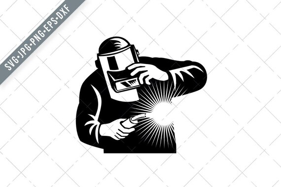 Welder Welding Torch Front View Retro Black and White SVG-Tig | Etsy