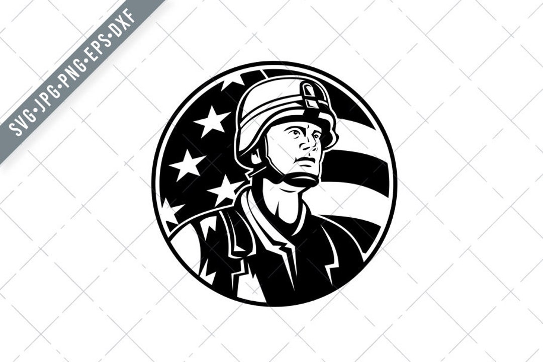 Bust of American Soldier Military Serviceman With USA Stars and Stripes ...