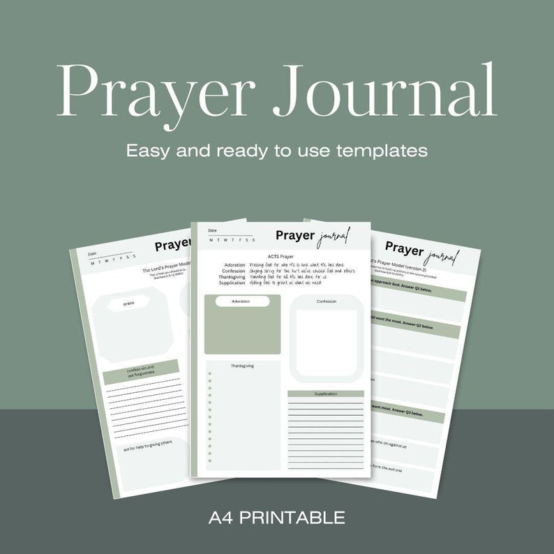 Printable Prayer Journal Bundle A4 Planner Pages - Etsy