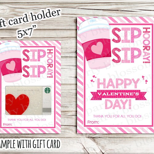 Valentine's Day Coffee Printable Gift Card Holder Teacher - Etsy