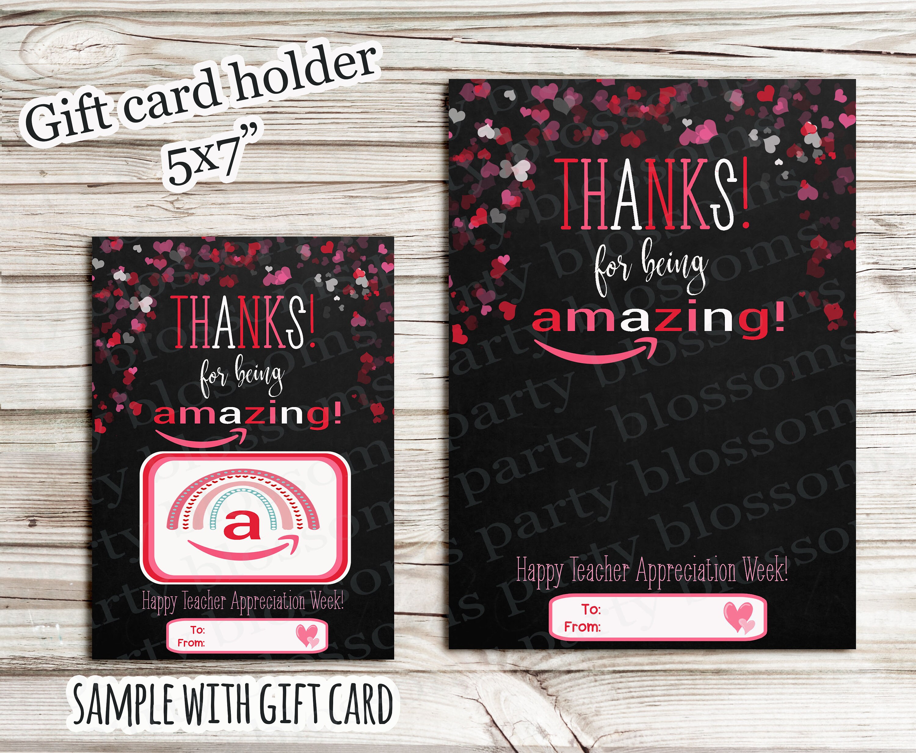 Stickers Amazon gift card holder 5x7 INSTANT DOWNLOAD Printable Thank ...