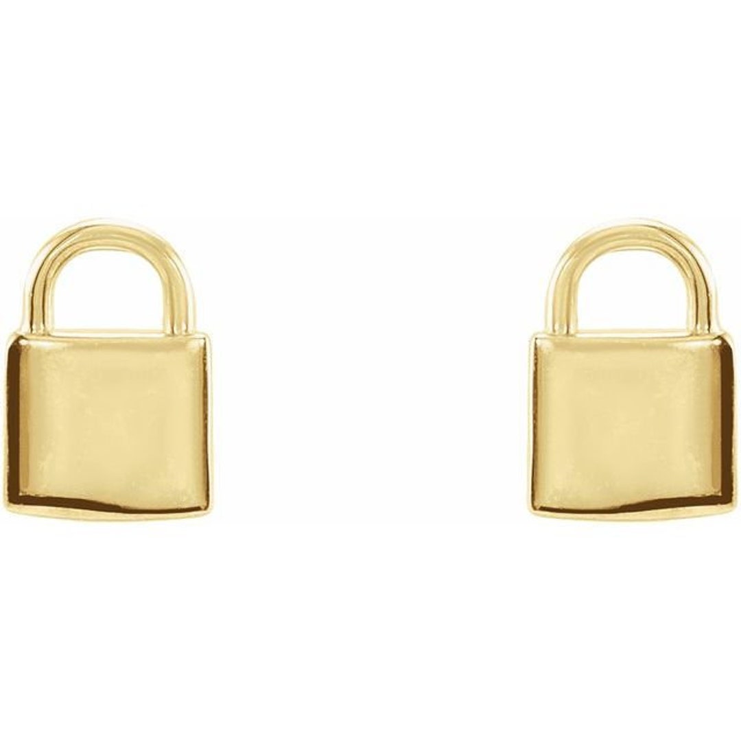 Petite Lock Padlock Earrings - 14kt Solid Gold or Sterling Silver ...