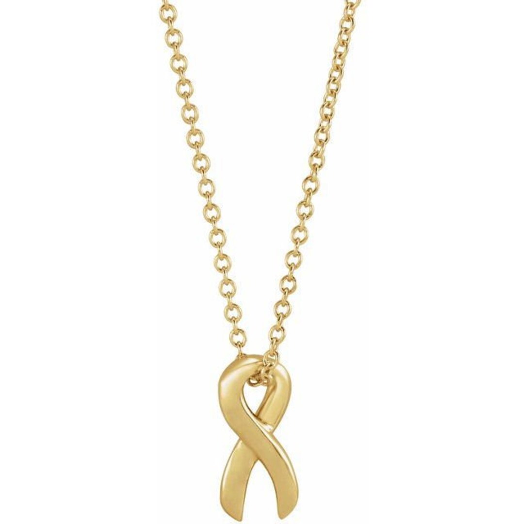 Solid Gold Cancer Survivor Ribbon Necklace 14kt Solid Gold or Sterling ...
