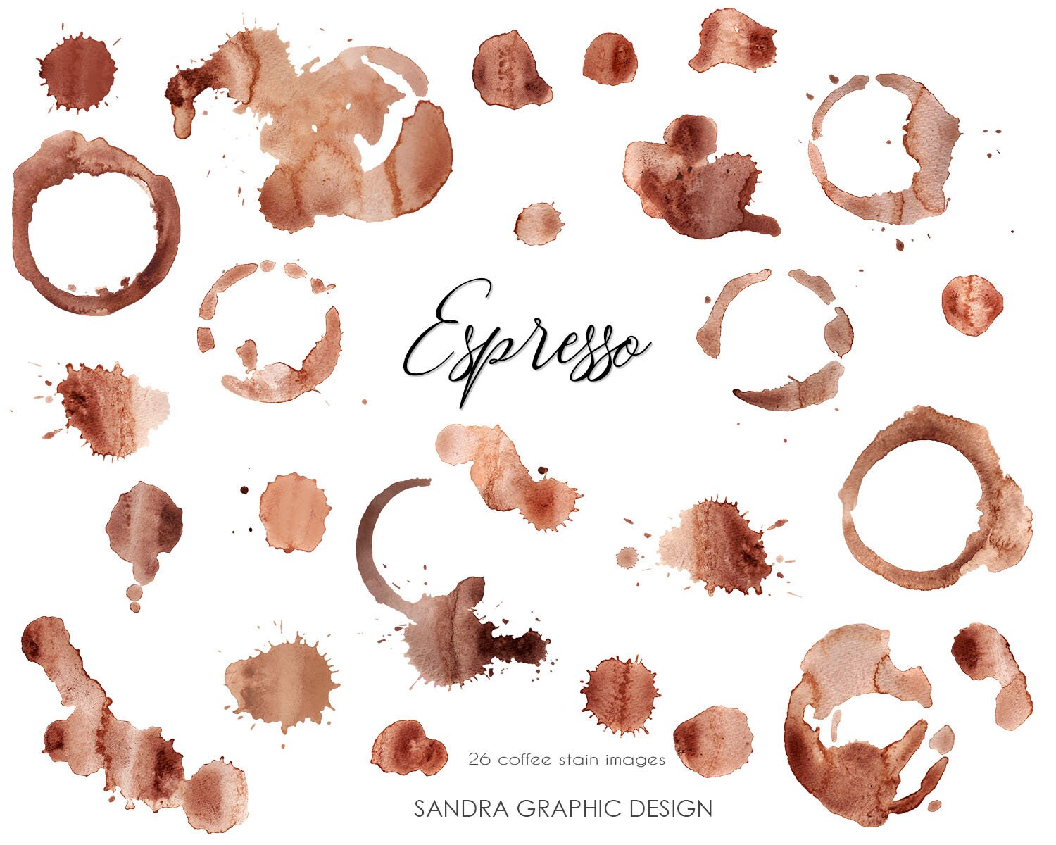 Watercolor Clip Art Coffee Stains - Etsy