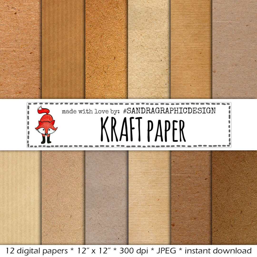 Digital Paper Pack: "kraft Paper" With Brown Kraft Paper Backgrounds ...
