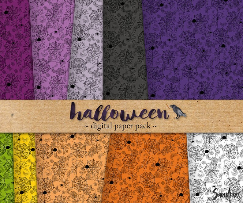 Halloween Digital Paper: "halloween Spiderweb" With Backgrounds in ...
